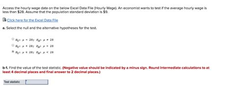 Solved Access The Hourly Wage Data On The Below Excel Data