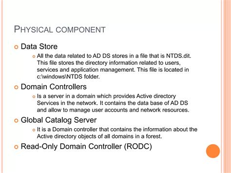 Active Directory Component Pptx Databases Computer Software And Applications