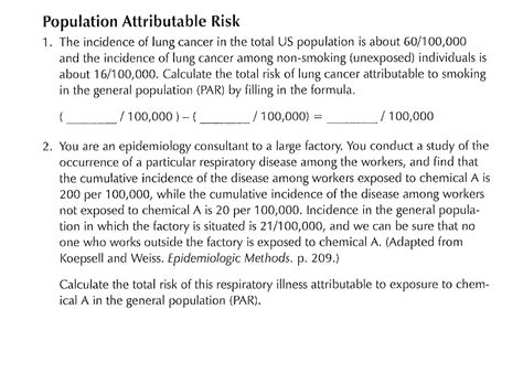 Solved Population Attributable Risk 1 The Incidence Of Lung