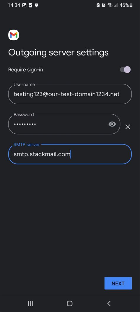 how to setup stackcp email accounts on an android mobile phone