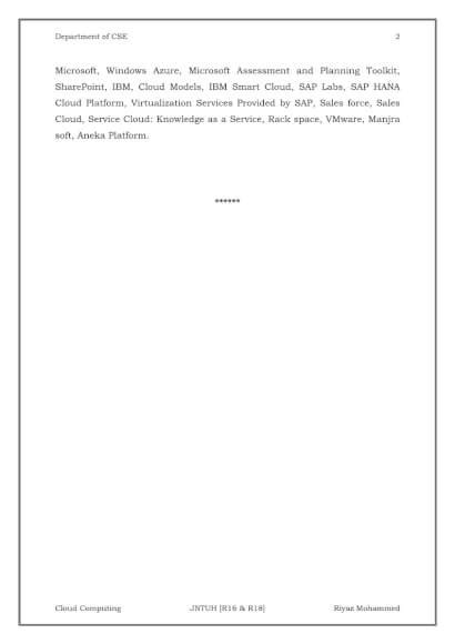 Cloud Computing Computerized Notes For Computer Science And Engineering By Riyaz Mohammed Shop