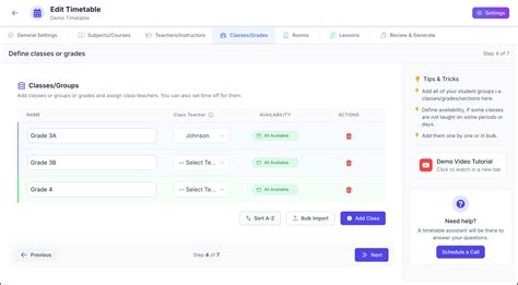 Step 4 Defining Classes School Timetable Generation Guide