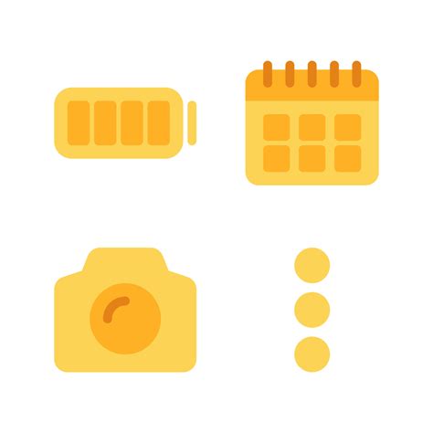 User Interface Icons Set Battery Calendar Camera Calendar Perfect For Website Mobile App