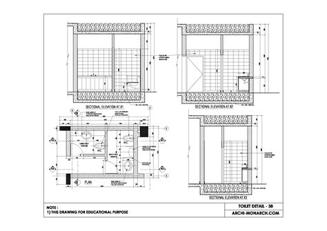 Toilet Detail Plan And Elevation Drawing In Dwg Autocad 42 Off