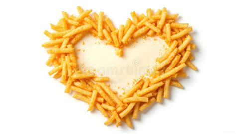 Potato Stick Snacks Arranged In Heart Shape On White Background Stock Illustration