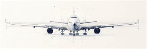 Detailed Blueprint Illustration Of An Airplane Showcasing Structural Components And Design