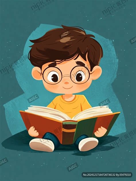 Ai创作图读书儿童插画 卡通读书场景 手绘读书小男孩 卡通读书小孩 读书看书卡通人物素材 学知识插画 卡通小朋友看书 学习认真看书的学生 Q版读书人物 卡通读书人 看书卡通学生 读书卡通人物