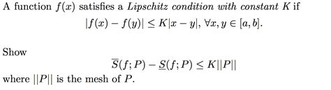 A Function Fx Satisfies A Lipschitz Condition With