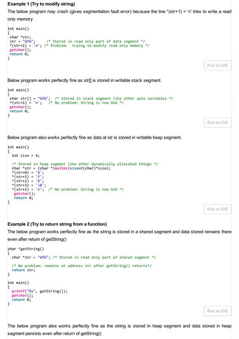 Storage For Strings In C Geeksfor Geeks Pdf