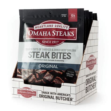 Omaha Steaks Steak Bites Premium Beef Jerky 25 Oz Bag Pack Of 8