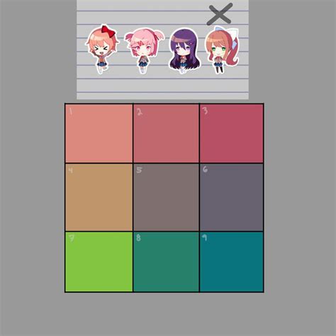 Ddlc Color Pallets Doki Doki Literature Club Amino