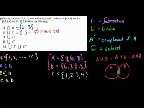 Union Intersection And Complement HW YouTube