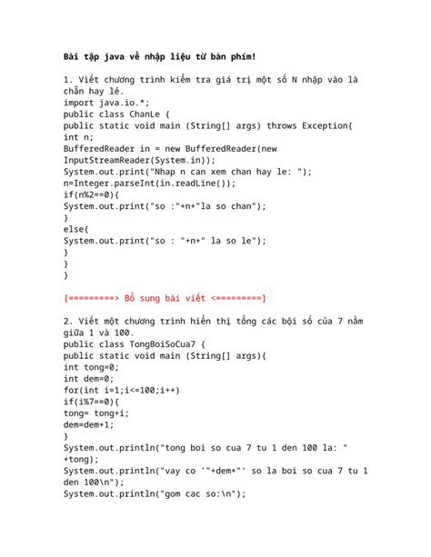 DOC Bài tập java về nhập liệu từ bàn phím DOKUMEN TIPS