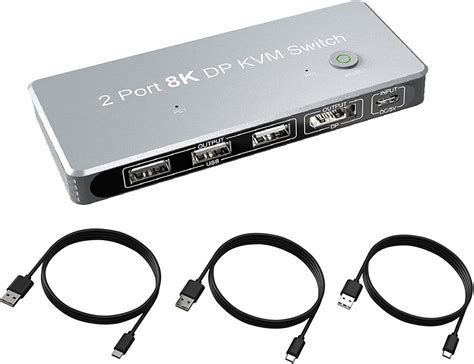 Teckeen 2 In 1 Out 8k30hz 4k144hz Hdmi Displayport Kvm Switch Switcher 2x1 Dual Monitor