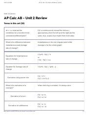 Master AP Calculus AB Unit 2 Key Concepts And Flashcards Course Hero