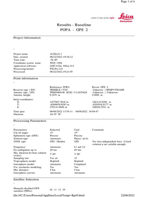 Results Of Gps Baseline Processing Between Reference Station Popa And