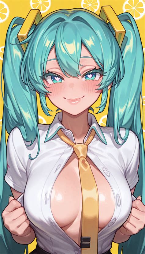 Rule 34 Ai Generated Anime Aqua Eyes Aqua Hair Blue Hair Breast Press