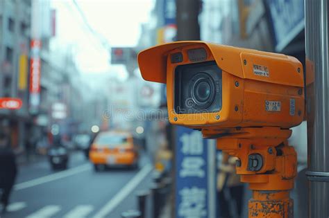 Traffic Surveillance Speed Camera Observing Activities In An Urban Environment At Dusk Time