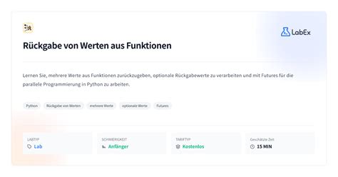 Rückgabe Von Werten Aus Funktionen Labex