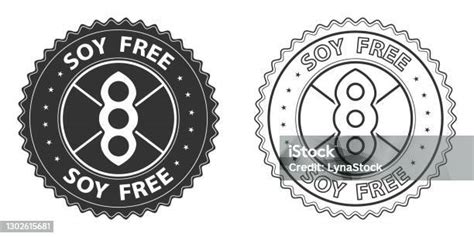 간장 무료 아이콘 우표 세트 흰색 배경에서 격리된 벡터 그림입니다 배지 또는 스티커 플랫 디자인 건강한 식품 개념 식품 포장이나 식이 제품 영양 기호에 대한 콩 기호가