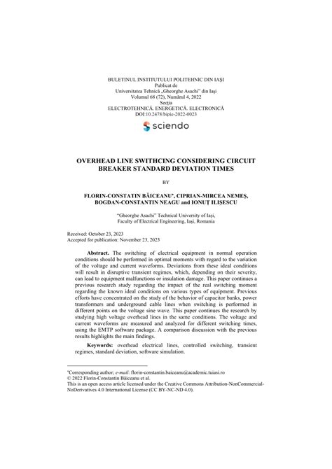 Pdf Overhead Line Swithcing Considering Circuit Breaker Standard