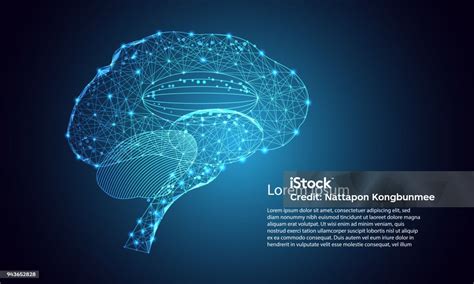 추상적인 디지털 데이터 건강 혁신의 기술 미래 개념 뇌 인터페이스 홀로그램 요소에 안녕 기술 미래 디자인 배경 0명에 대한 스톡