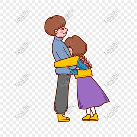 손으로 그린 만화 벡터 발렌타인 커플 Png 일러스트 무료 다운로드 Lovepik