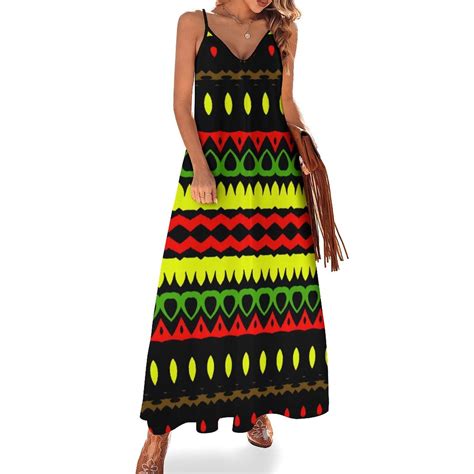 80s Neon Shapes Dress Vintage Pattern Cute Maxi Dress Strap Streetwear Casual Long Dresses