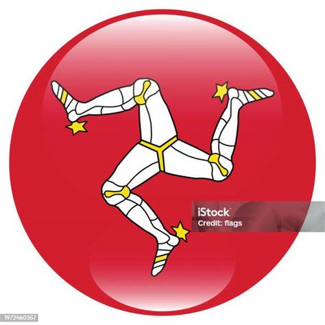 맨 섬 깃발입니다 버튼 플래그 아이콘입니다 표준 색상 원 아이콘 플래그입니다 3d 일러스트레이션입니다 컴퓨터 일러스트레이션 디지털 일러스트레이션 벡터 일러스트 레이 션입니다