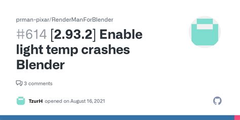 Enable Light Temp Crashes Blender Issue Prman Pixar RenderManForBlender GitHub