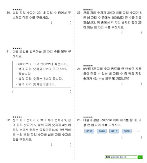 초등수학 2학년 수학 단원평가 초등학교 2학년 수학 2학기 1단원 네 자리 수 단원평가 기출문제 출처 주화신교육 예비초등 수학 풀자 네이버 블로그