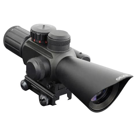Beileshi Rifle Scope Hunting M7 4x30 Rangefinding Sight Red Green Reticle Side Mounted Red Laser