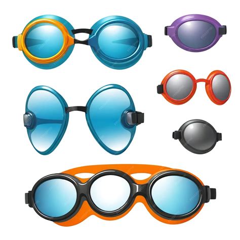 Swim Goggles Vector Set White Background Isolated A High Premium Ai