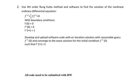 Solved Use 4th Order Rung Kutta Method And Software To Find