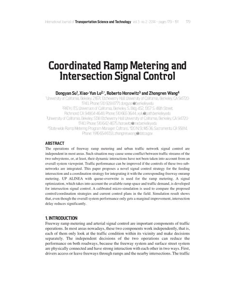 pdf coordinated ramp metering and intersection signal control