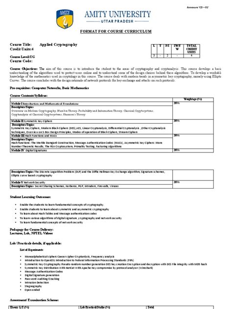 Applied Cryptography Syllabus Pdf Cryptanalysis Cryptography