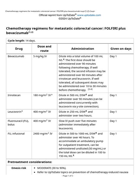 Chemotherapy Regimens For Metastatic Colorectal Cancer Folfiri Plus