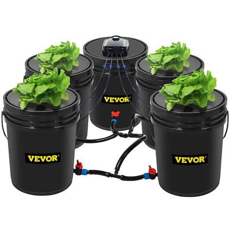 Vevor Dwc Hydroponic System 5 Gallon 5 Buckets Deep Water Culture Growing Bucket Hydroponics