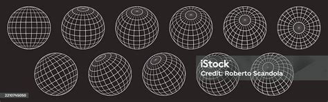 3d sphere mesh grid ball or sphere in grid of line stock illustration