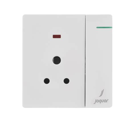 Three Pin Socket With Indicator And Big Switch White Jaquar