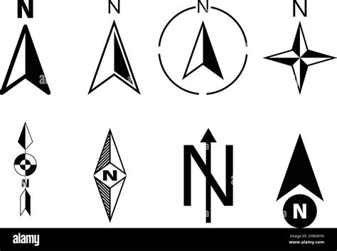 North Arrow Icon Set Gps North Pointer For Navigation Signs Compass