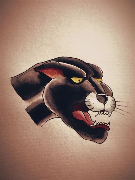 Traditional Panther Tattoo Flash