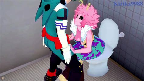 Mina Ashido And Momo Yaoyorozu And Izuku Midoriya Intense Sex My