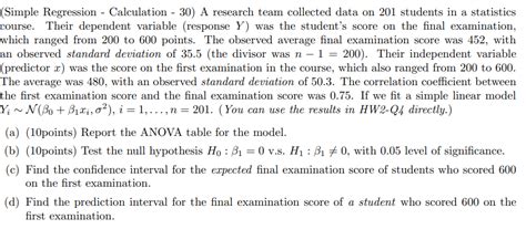 Solved Simple Regression Calculation A Research Chegg