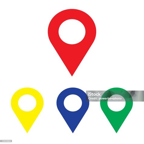 위치 빨간색 노란색 파란색 녹색 아이콘 벡터입니다 흰색 배경에 격리된 핀 기호입니다 네비게이션지도 Gps 방향 장소 나침반 연락처 검색 개념 그래픽 디자인 로고 웹을위한