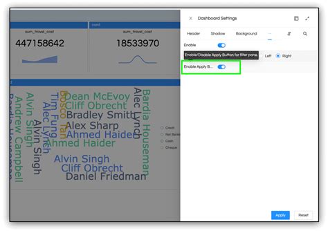 Filter Settings For Dashboard Helical Insight