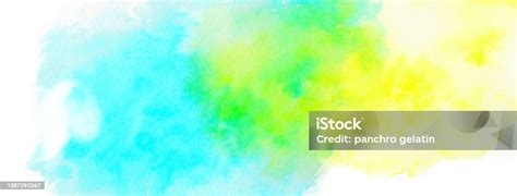 밝은 파란색과 노란색 다채로운 여름 이미지의 배경 그림 얼룩진에 대한 스톡 벡터 아트 및 기타 이미지 얼룩진 수채화 수채화 물감 Istock