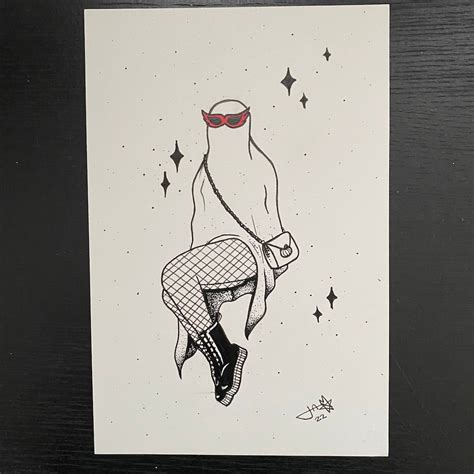 Sassy Ghost Lady Tattoo Inspired Original Illustration Etsy
