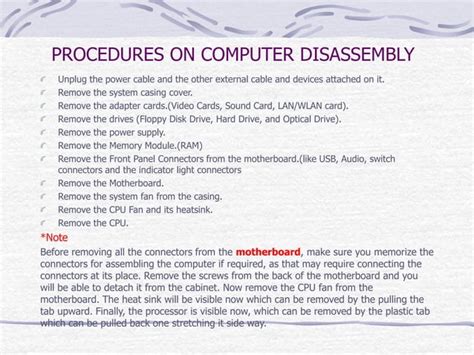 381402142 Disassembling System Unit Procedure And Safety Precautions