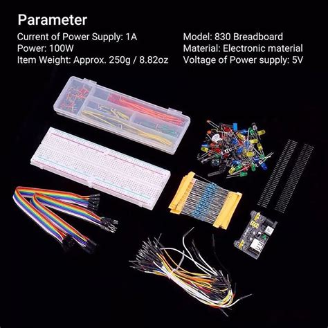 830 Breadboard Set Tie Points Breadboard Set DIY Electronic Component Basic Starter Kit Resistor